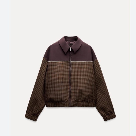 Zara | Jackets & Coats | Zara Checkered Bomber Jacket L Nwot | Poshmark